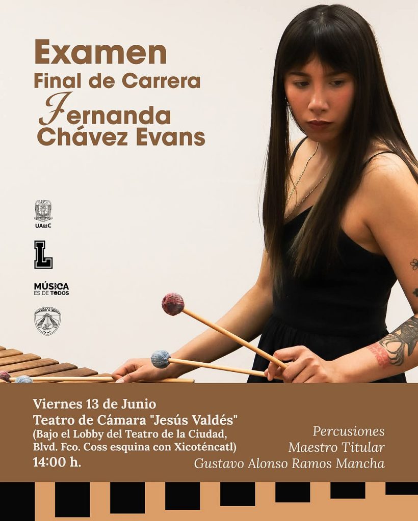 Será Fernanda Chávez Evans la Primera Mujer Percusionista Egresada de la Escuela Superior de ...